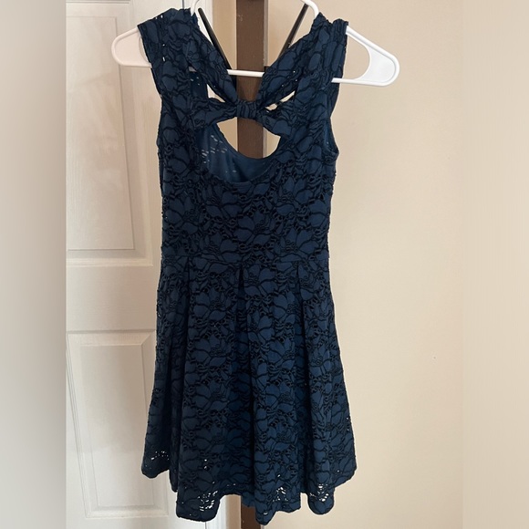 Dresses | Jessica Simpson Navy Lace Swing Dress | Poshmark